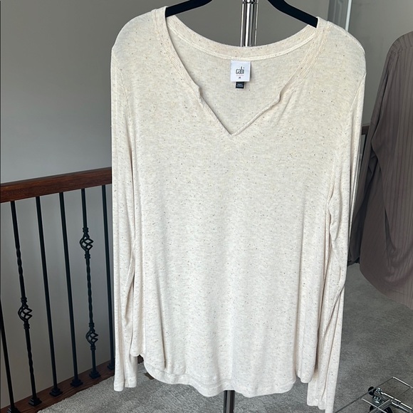 CAbi | Tops | Cabi Cream Relaxed Long Sleeve Tee | Poshmark